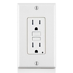 LEVITON GFTR1-W Duplex Feed Through Self-Test Slim Standard Tamper ...